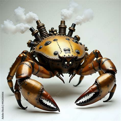A Crab With A Hardened Brass Exoskeleton Featuring Riveted Joints And