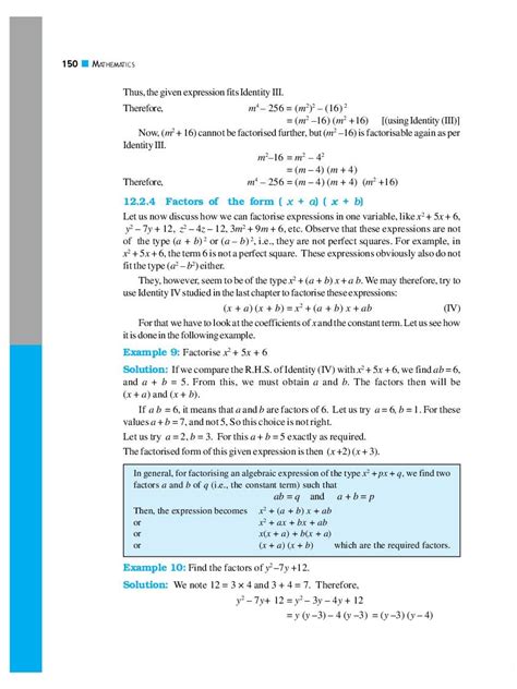 Ncert Book Class 8 Maths Chapter 12 Factorisation Pdf Aglasem