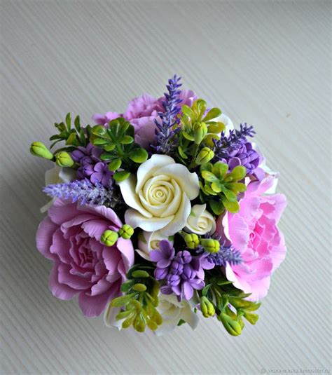 Букетик комплимент с цветами из полимерной глины в интернет магазине на Ярмарке Мастеров