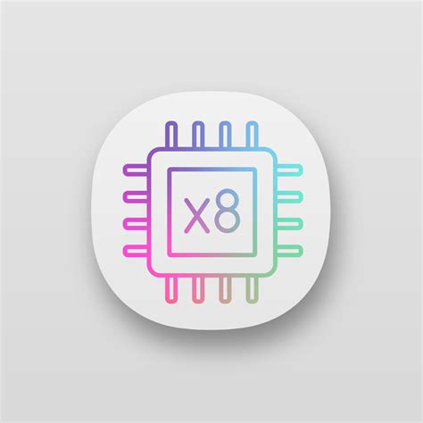 Octa Core Processor App Icon Eight Core Microprocessor Microchip