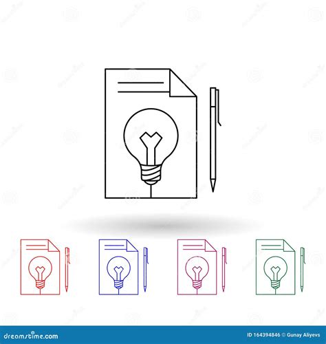 Records On A Sheet Of Paper And A Light Bulb Multi Color Icon Simple Thin Line Outline Vector