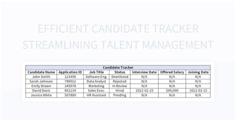 Efficient Candidate Tracker Streamlining Talent Management Excel