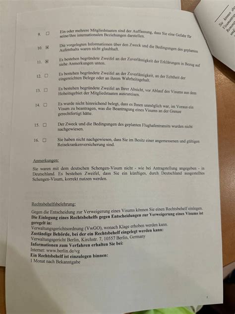 Причины отказа в шенгенской визе