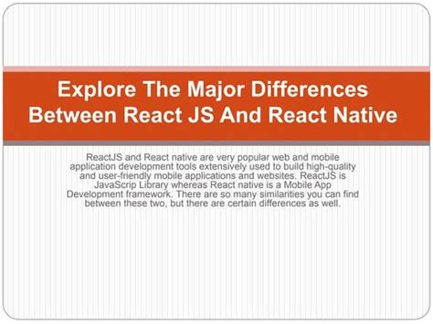 Comparison Between React Js And React Native Pdf