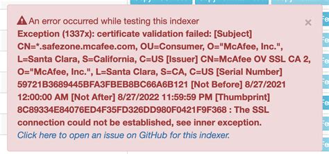 1337x Exception 1337x Certificate Validation Failed Subject Cn Ou