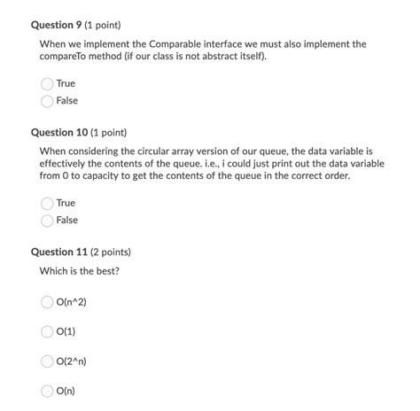 Solved Question 9 1 Point When We Implement The Comparable