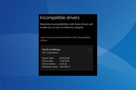 htcvcomv64 sys memory integrity error [solved]