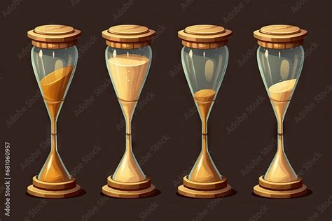 Simple Hourglass Collection Sand Clocks For Sprite Sheet Animation Vintage Hourglass Timer