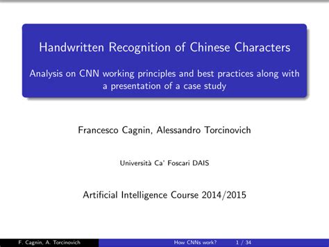 [ppt] Handwritten Recognition Of Chinese Characters Analysis On Cnn Powerpoint Presentation