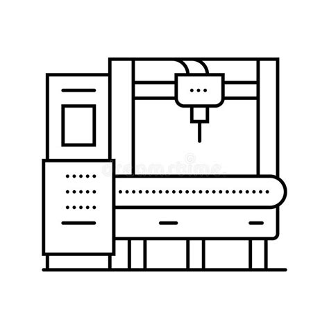 Cnc Machine Manufacturing Engineer Line Icon Vector Illustration Stock