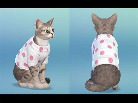 A Cute Recolor Of The Ea Cat Sweater With Pink Polka Dots Found In Tsr