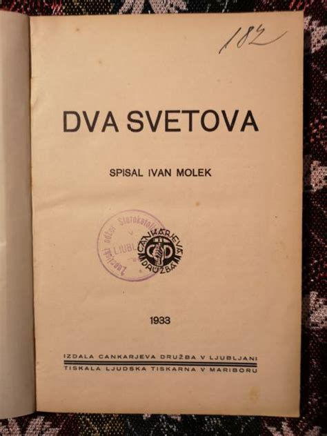 Dva Svetova Spisal Ivan Molek 1933