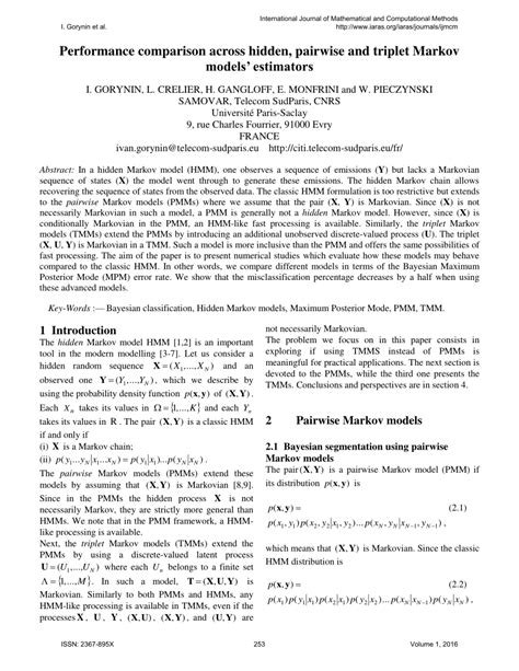 Pdf Performance Comparison Across Hidden Pairwise And Triplet Markov