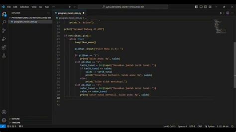 tugas pengantar coding membuat program mesin atm youtube