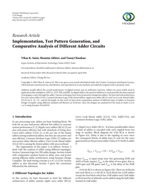 Pdf Implementation Test Pattern Generation And Comparative Analysis