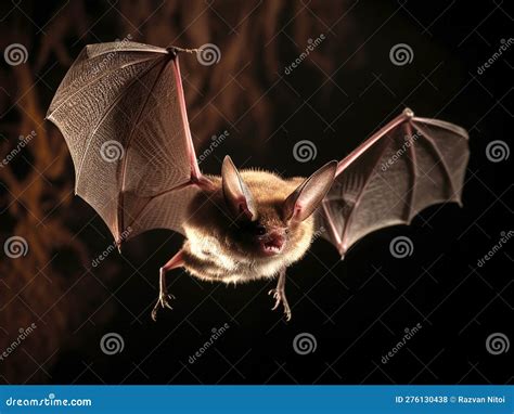 Bat With Open Wings Flying On Night Sky Stock Illustration
