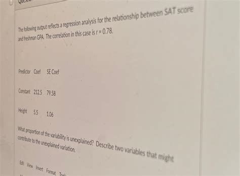 Solved The Following Output Reflects A Regression Analys