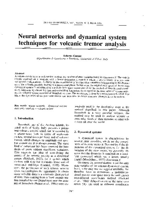 Pdf Neural Networks And Dynamical System Techniques For Volcanic