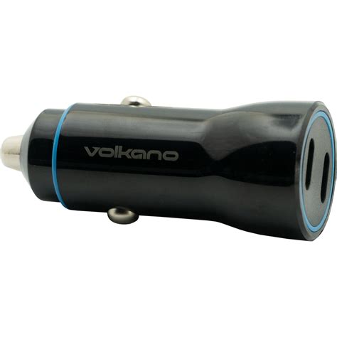 Volkano 2 Port Type C Automotive USB Charger VK 8049 BK 2C B H