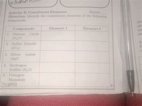 Activity E Constituent Elements Direction Studyx