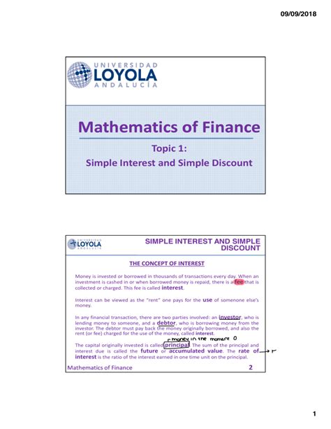 Simple Interest And Discount Math Of Finance Lecture Notes