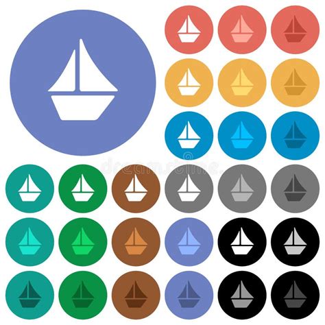 Sailboat Round Flat Multi Colored Icons Stock Vector Illustration Of Passengers Yacht 190860730