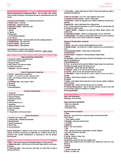 Tle Notes Download Free Pdf Jewellery Clothing