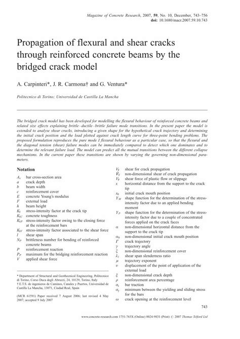 Pdf Propagation Of Flexural And Shear Cracks Through Reinforced Concrete Beams By The Bridged
