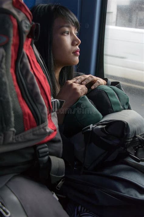 A Young Woman Ride In A Bus Stock Image Image Of Heavy Nostalgia