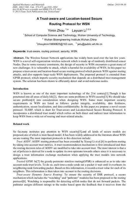 A Trust Aware And Location Based Secure Routing Protocol For Wsn