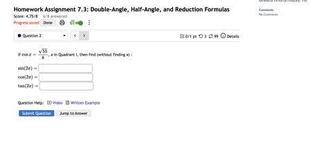 Solved Homework Assignment 7 3 Double Angle Half Angle