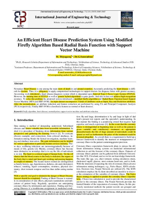 Pdf An Efficient Heart Disease Prediction System Using Modified Firefly Algorithm Based Radial