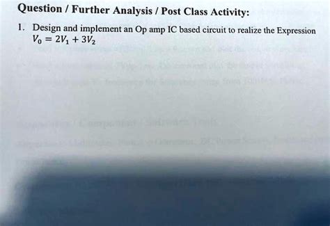 question further analysis post class activity 1 design and