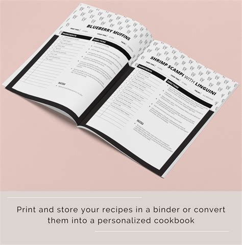 Editable Recipe Template For Google Docs Printable Recipe Etsy