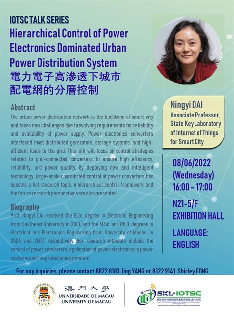 Iotsc Talk Series Hierarchical Control Of Power Electronics Dominated Urban Power Distribution