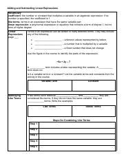 Mastering Linear Expressions Coefficients Like Terms Course Hero