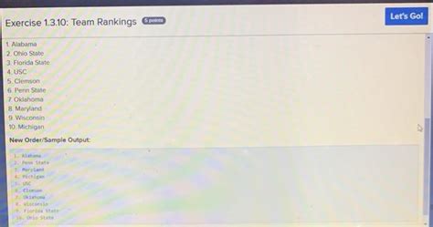 Solved Exercise 1310 Team Rankings Points Lets Go