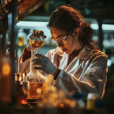 Premium Photo She Uses Her Micropipette To Fill Test Tubes In A Bright Modern Lab