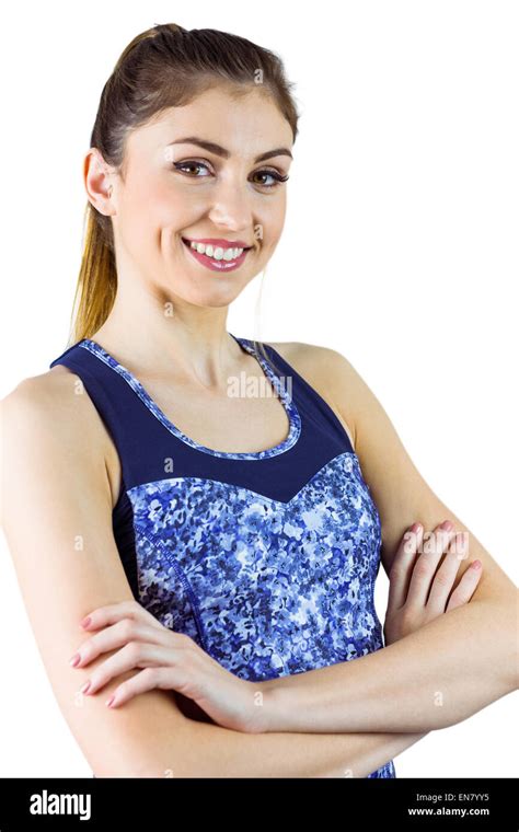 Fit Brunette Smiling At Camera Stock Photo Alamy