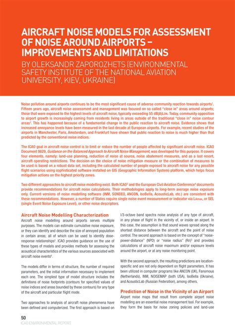 Pdf Aircraft Noise Models For Assessment Of Noise Around Airports