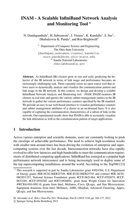Pdf A Scalable Infiniband Network Analysis And Monitoring Tool