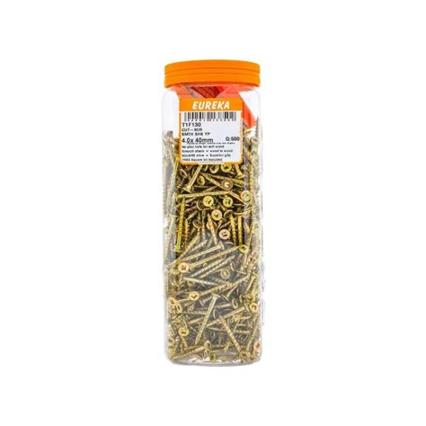 Eureka Chipboard Cut Screw Smooth Shank Yellow Passivated 40x40mm Quantity500 Eureka Cashbuild