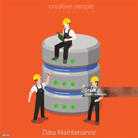 하드 디스크 데이터베이스 저장소 유지 관리 Sql 백업 프로세스 아이콘입니다 3 차원 Isometric 아이소메트리 스타일 기술