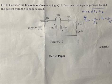 solved q 12 consider the linear transformer in fig q12