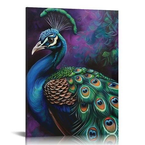 Hengt Elegant Peacock Feather Wall Art Canvas Modern Beautiful Elegant