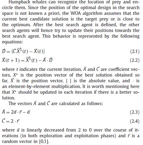what is the role of c vector in whale algorithm researchgate