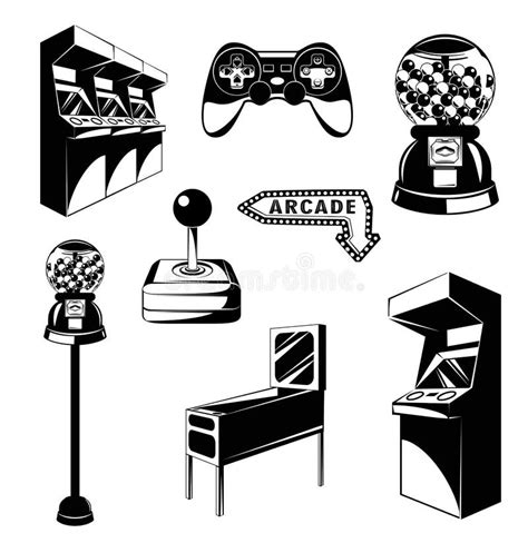 Arcade Room Video Game Set Gaming Machine Computer Video Game Joystick And Videopad Stock