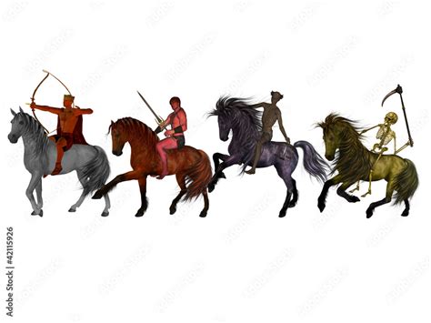 Poster The Four Horsemen Of The Apocalypse On A White Background