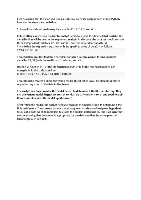 Question 6 25 For Regression Analysis Book 6 Assuming That The
