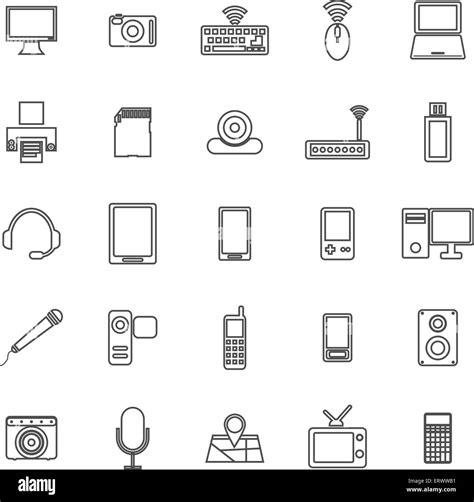 Gadget line icons on white background, stock vector Stock Vector Image ...